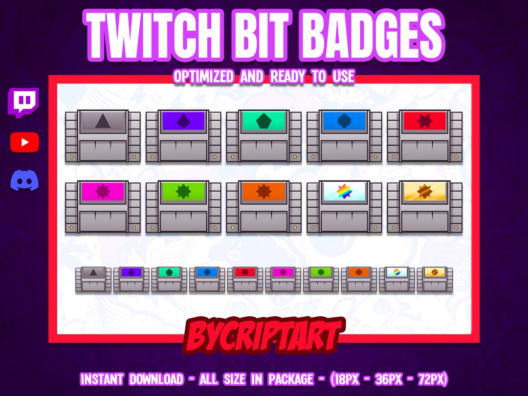 Retro Cartridge Twitch Bit Badges for 90s Gaming Streamer - Digital ...