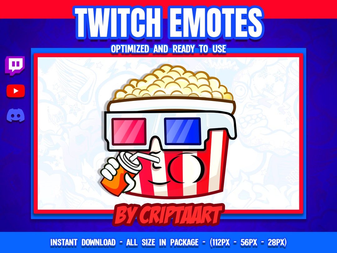 Popcorn Soda Twitch Emote, Cinema Emoji, Glasses 3d, Drink, Cinema ...