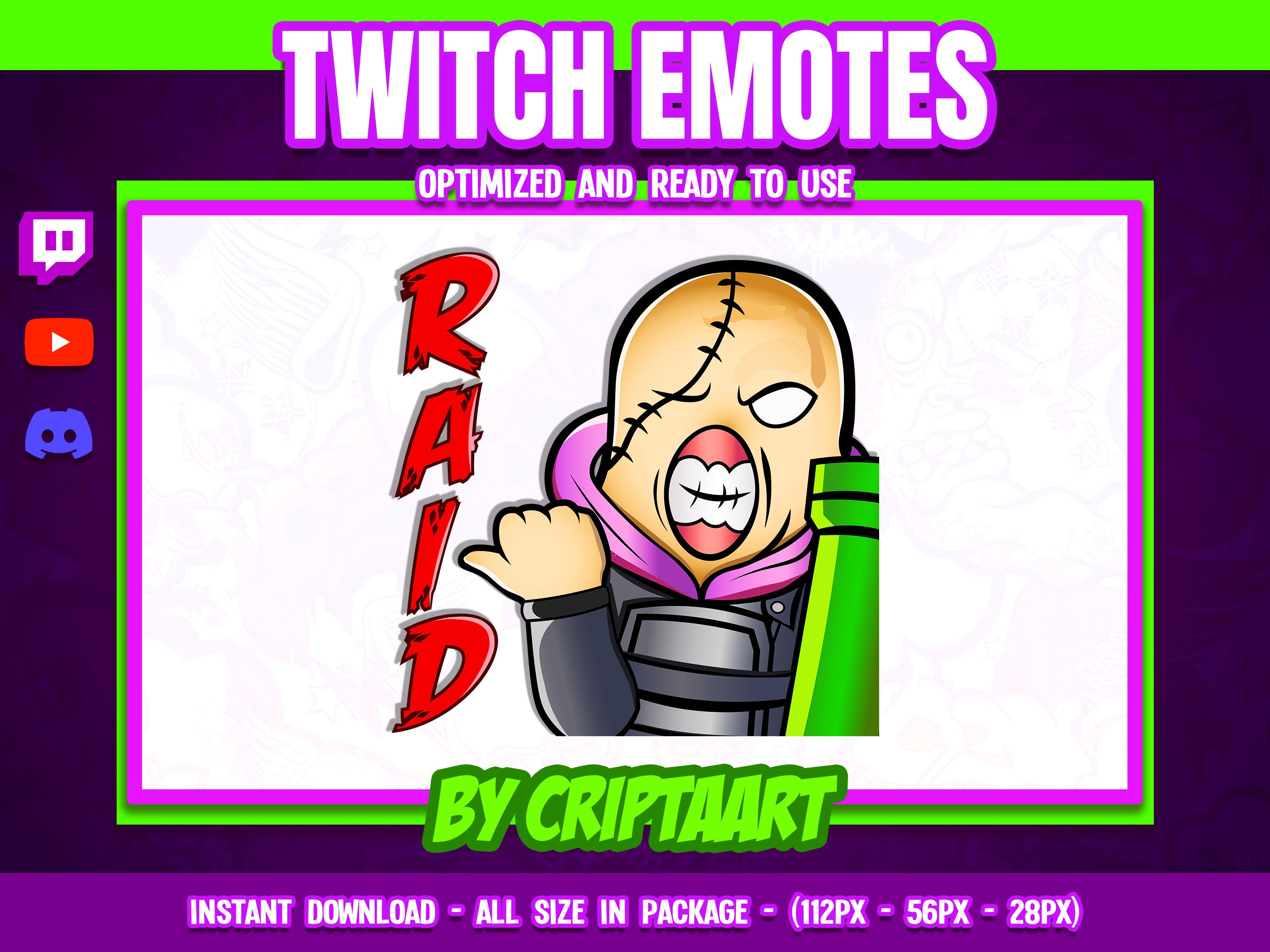 Monster Zombie RAID Twitch Emote, Gaming Icon, Halloween, Horror, Items ...