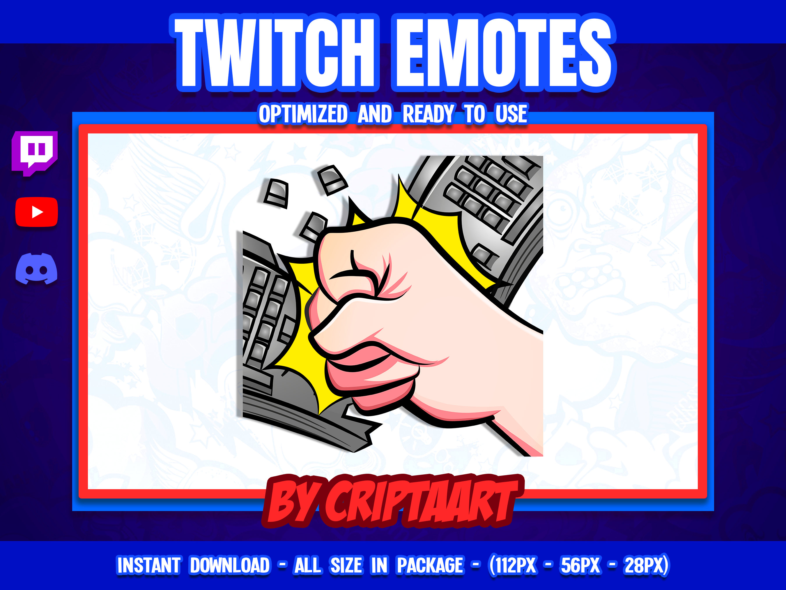 Twitch Emote / Rage Emote / broken Keyboard / fist / Bang Emote - Etsy ...