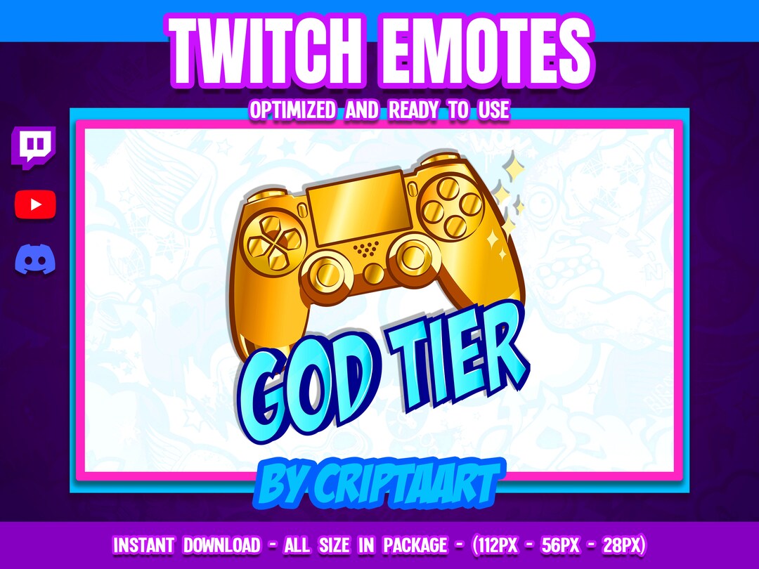 Joystick God Tier Twitch Emote, Gaming Controller Gg Sub Emoji, Gamer ...