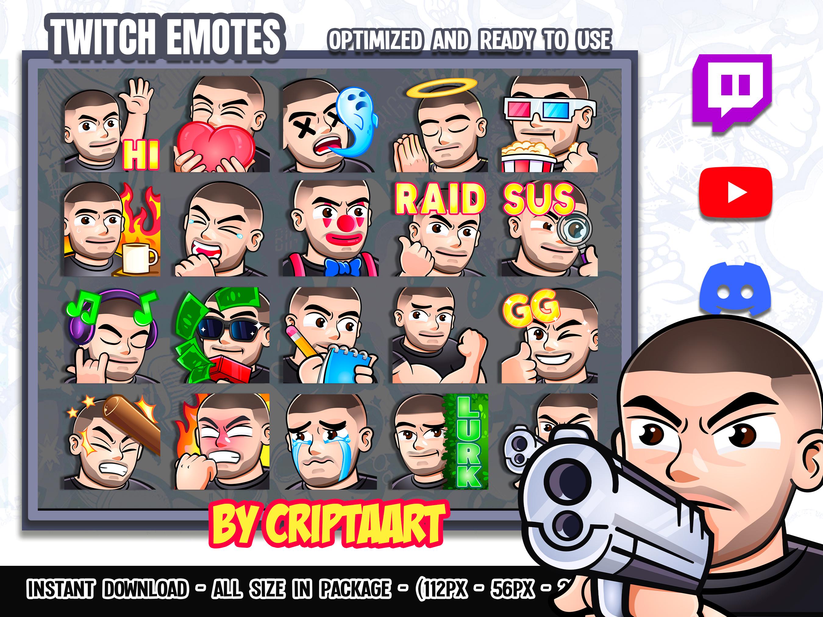 Buzzcut Bearded Guy Emotes Pack | 20 Funny Male Reactions for Twitch ...
