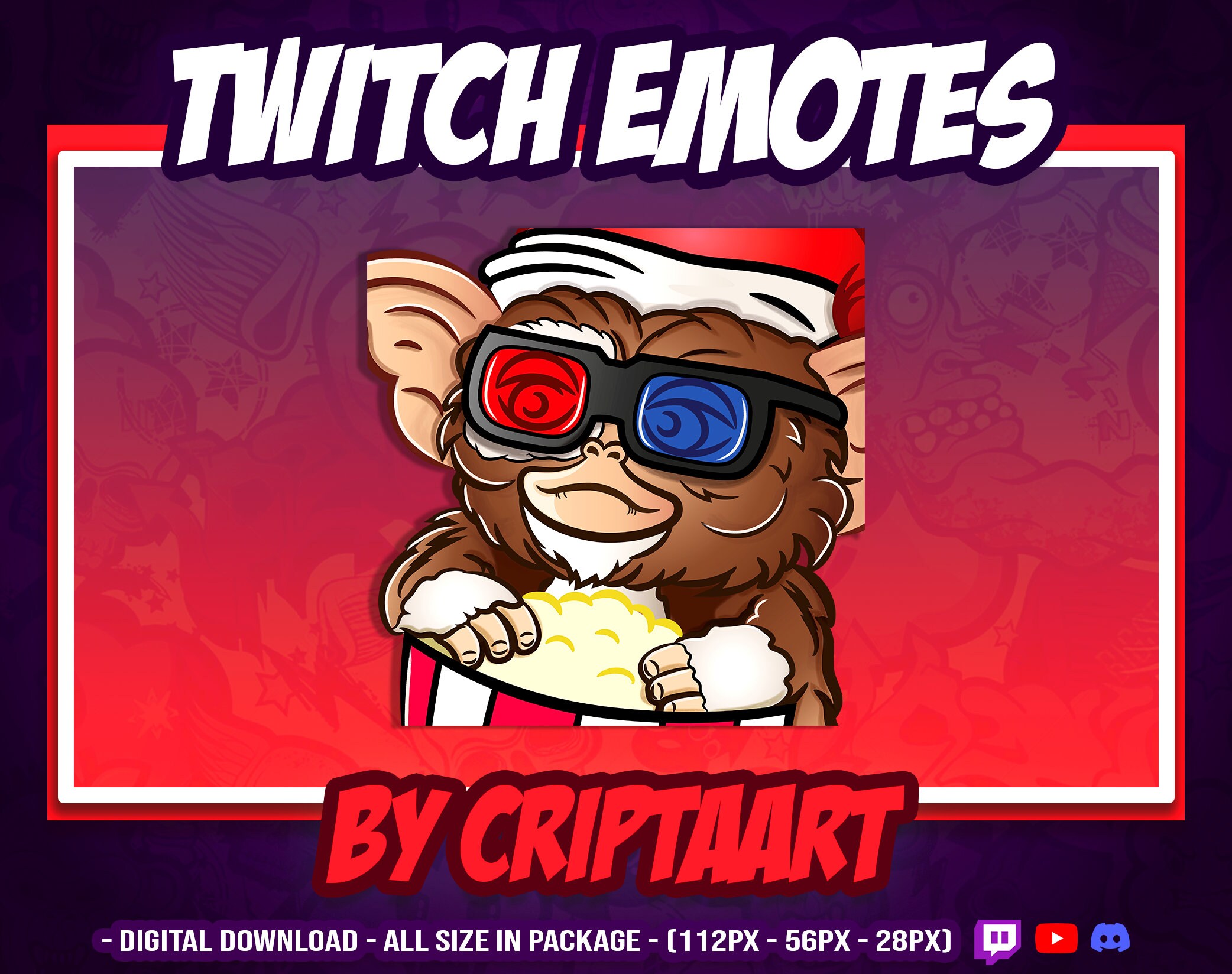 Twitch Emote / eating pop corn / Happy Halloween / Horror - Etsy España