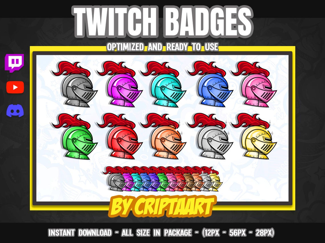 Knight Twitch Badges, Medieval Helmet Bit Badges, Swordsman, Loyalty ...