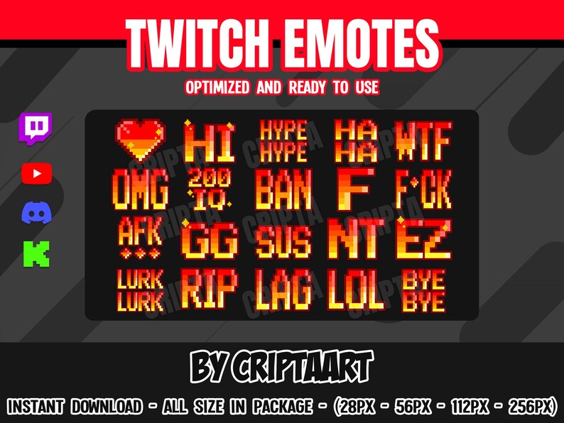Pixel Art Text Emote Mega Pack, Retro Twitch Bundle, Discord Kick ...