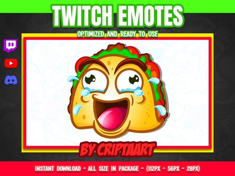 Taco Lol Twitch Emote, Laughter Emoji, Funny Food Icons, Kawaii, Items ...