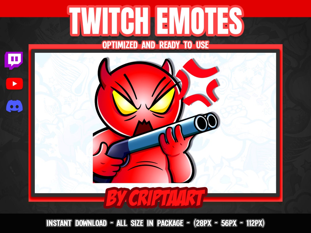 Evil Devil Gun Twitch Emote, Headshot, Angry Emoji, Cute Halloween ...