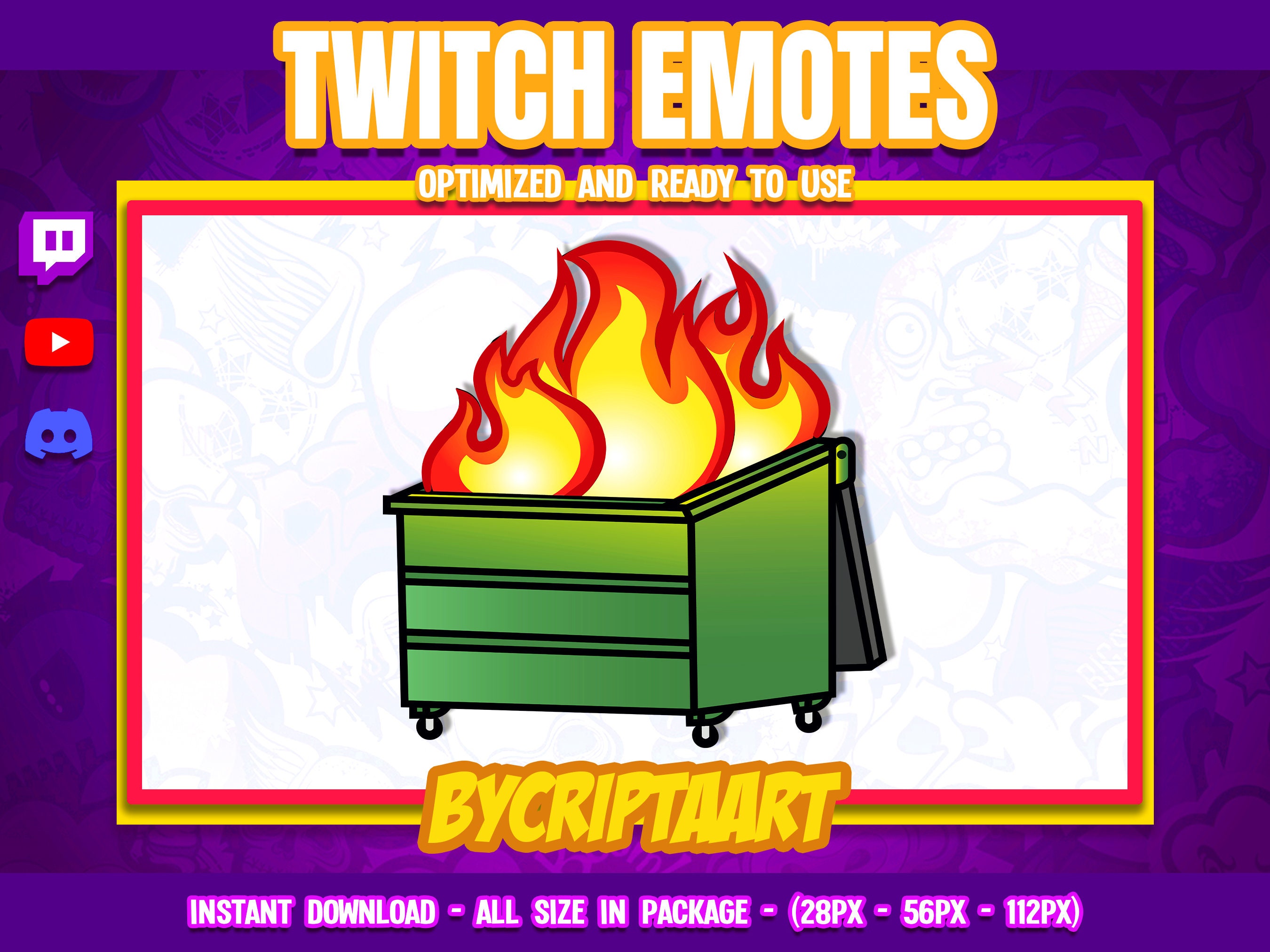 Cute Dumpster Twitch Emote, Trash Fire, Garbage, Channel Points/stream ...