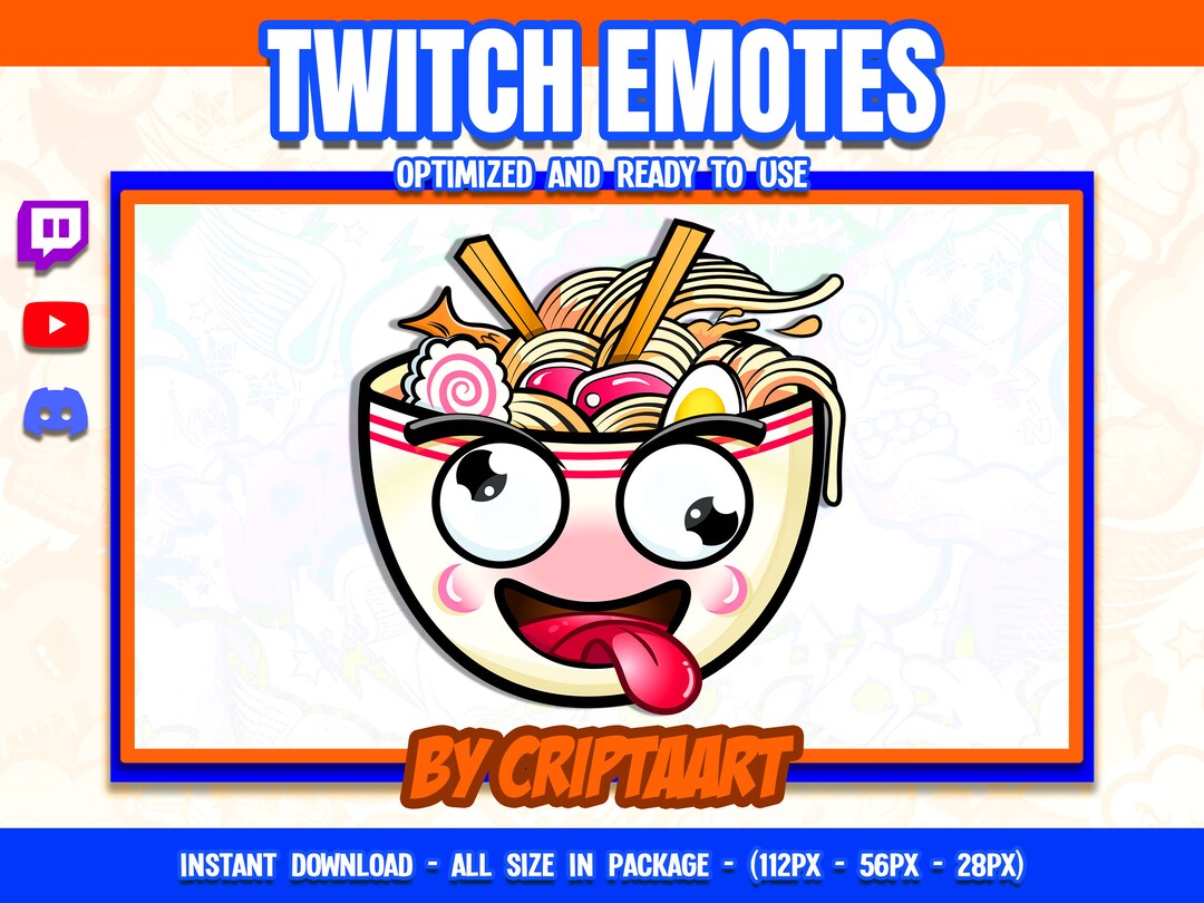 Ramen Dumb Twitch Emotes, Funny Derp Ramen Sub Emoji, Mocking, Otaku ...