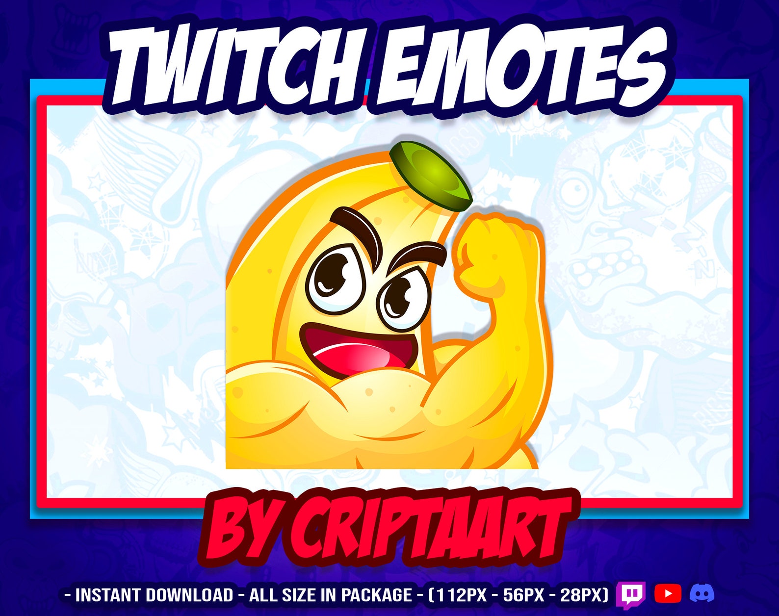 Twitch Emote Banana Emote Muscular Arm Muscle Emote - Etsy España