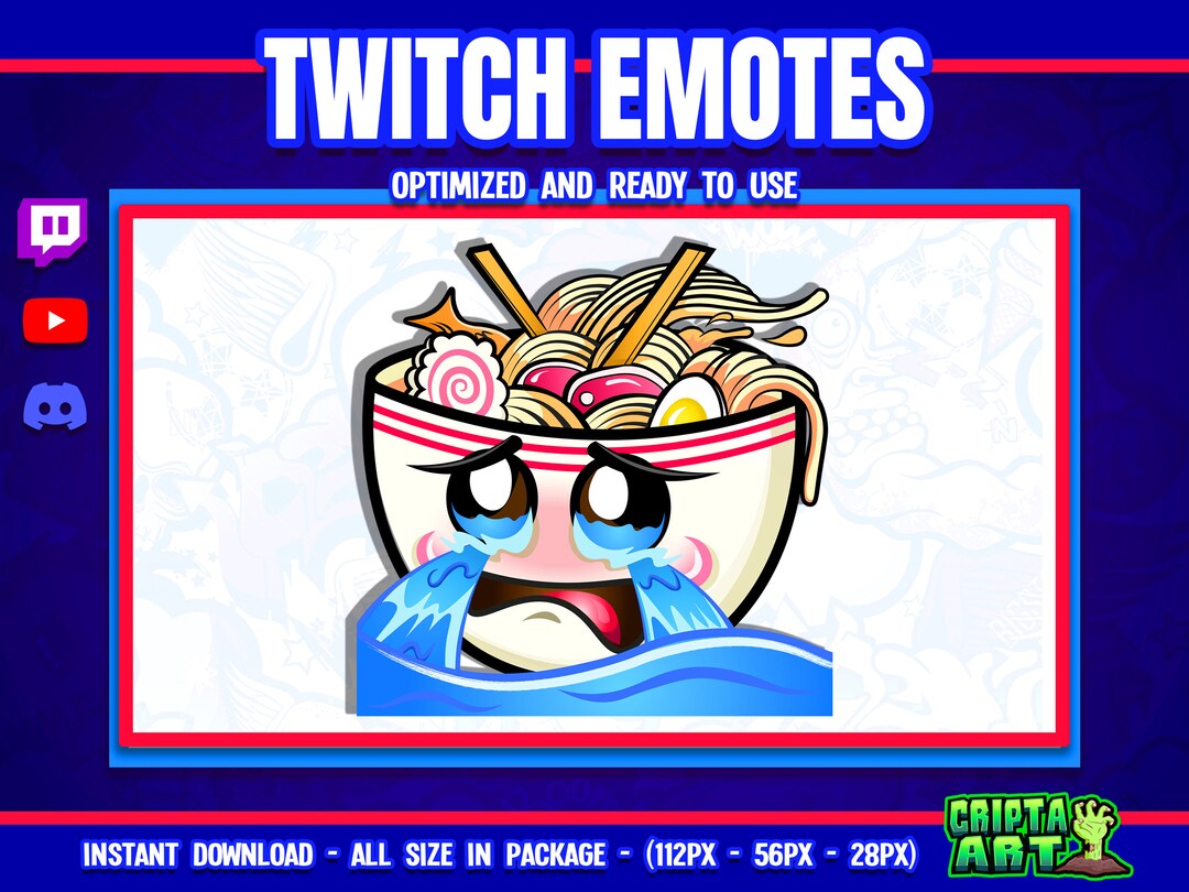 Twitch Emote Sad Ramen Cry Emote Food Streaming Cute Emote - Etsy