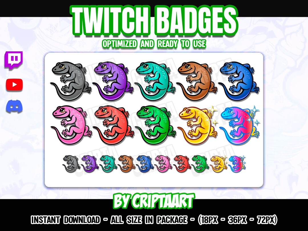 Lizard Twitch Badges, Reptile, Pet, Cheers, Subscribers - Streaming ...