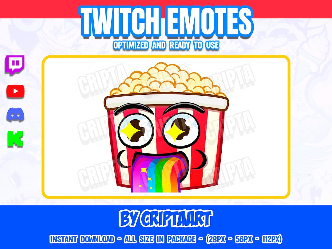 Popcorn Rainbow Twitch Emote, Cute Channel Points, Cinema Food ...