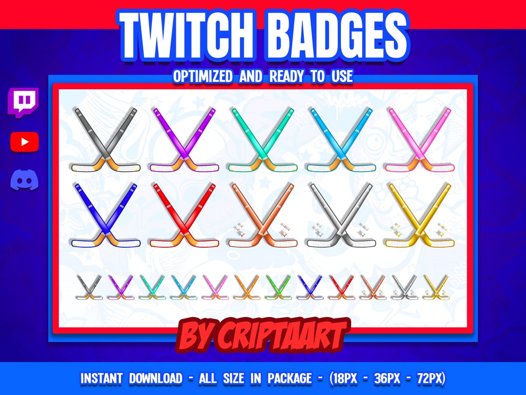 Hockey Sticks Twitch Badges, Ice Hockey Bit Badge, Cheers, Subscribers ...