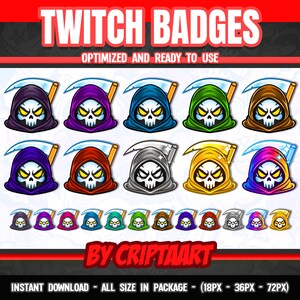 Grim Reaper Twitch Badges, Scythe Bit Badge, Spooky, Cheers ...