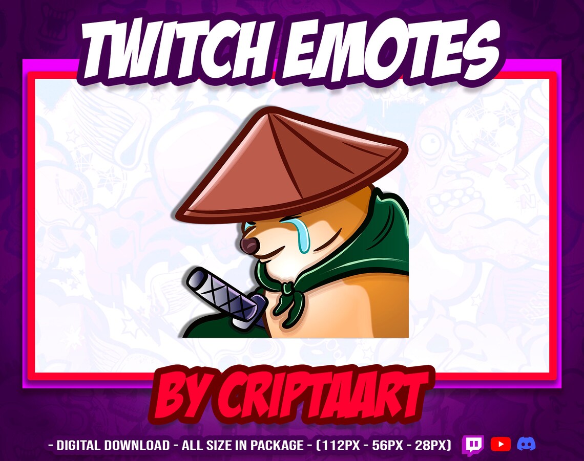 Twitch Emotes / Cheems Samurai / Meme Dog / Sad Emote - Etsy México
