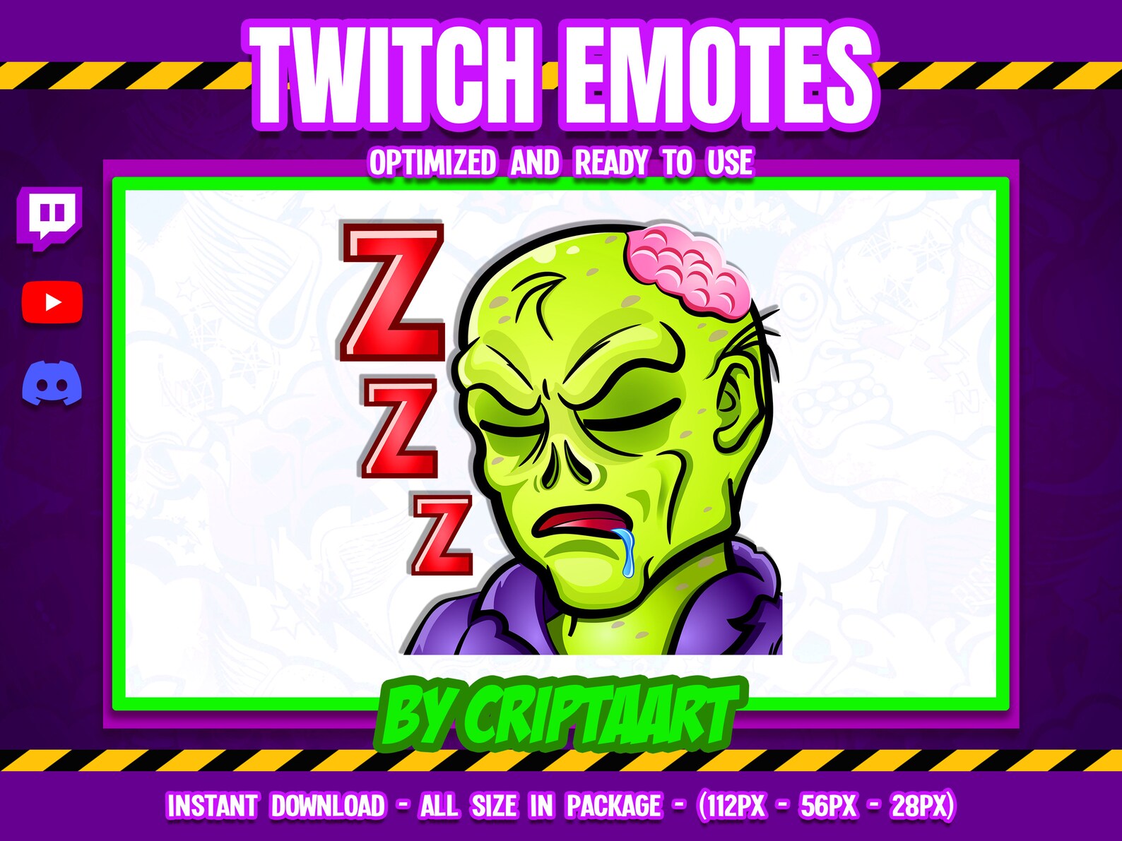 Twitch Emote / Sleeping Zombie, Bored, Zzz, Halloween Stream, Discord ...