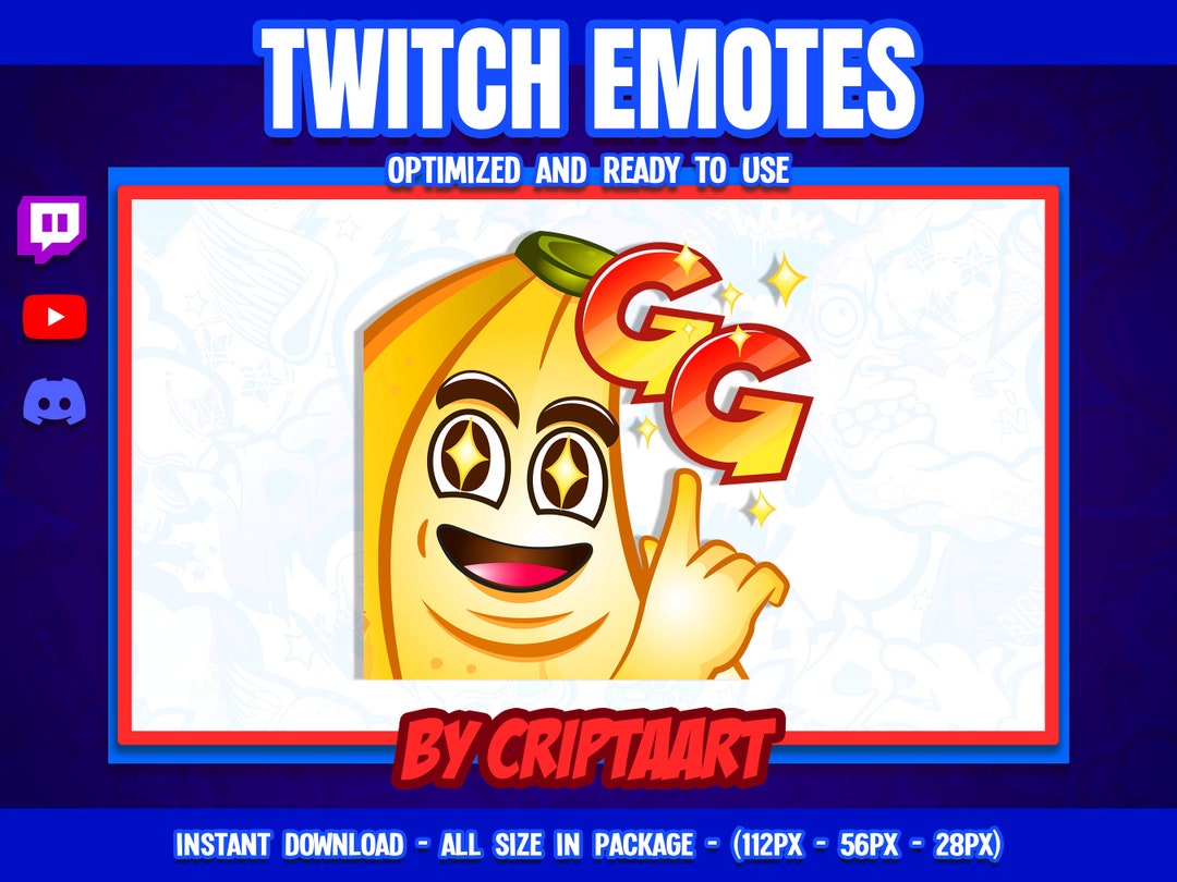 GG Emote Banana Twitch Emoji Gameplays Stream Fruit Cute - Etsy
