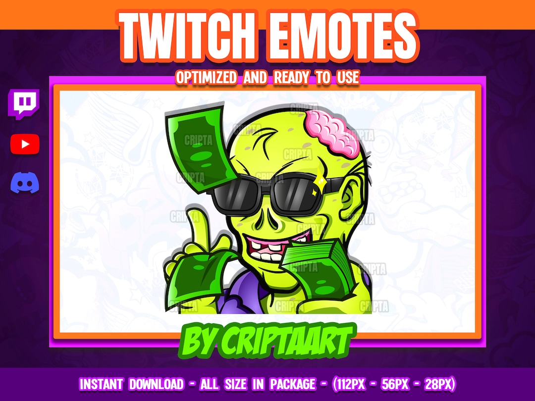 Zombie Money Twitch Emote, Rich Emoji, Horror Icons, Halloween Special ...