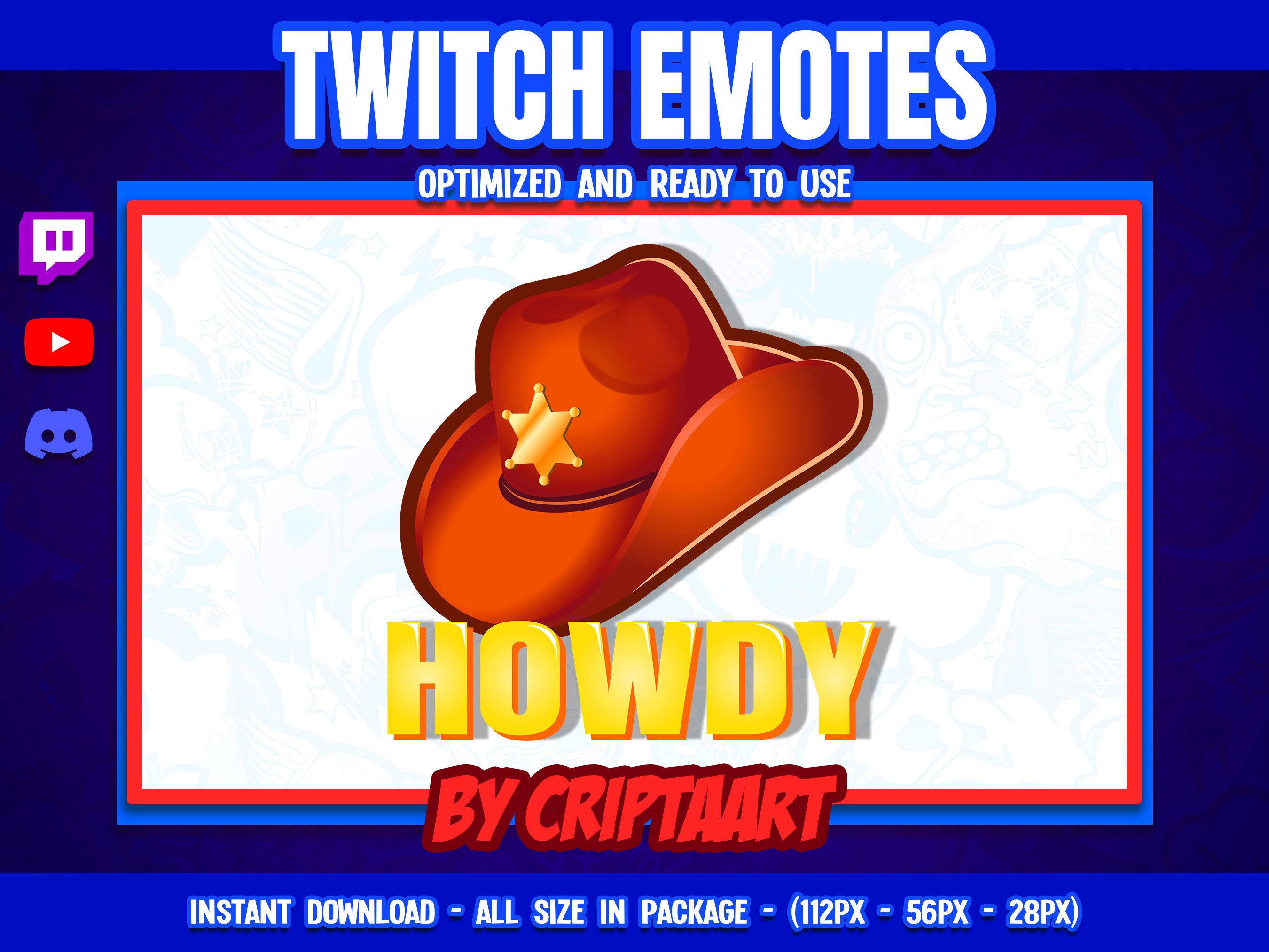 Howdy Twitch Emote, Cowboy Hat Emoji, Channel Points - Stream, Discord ...