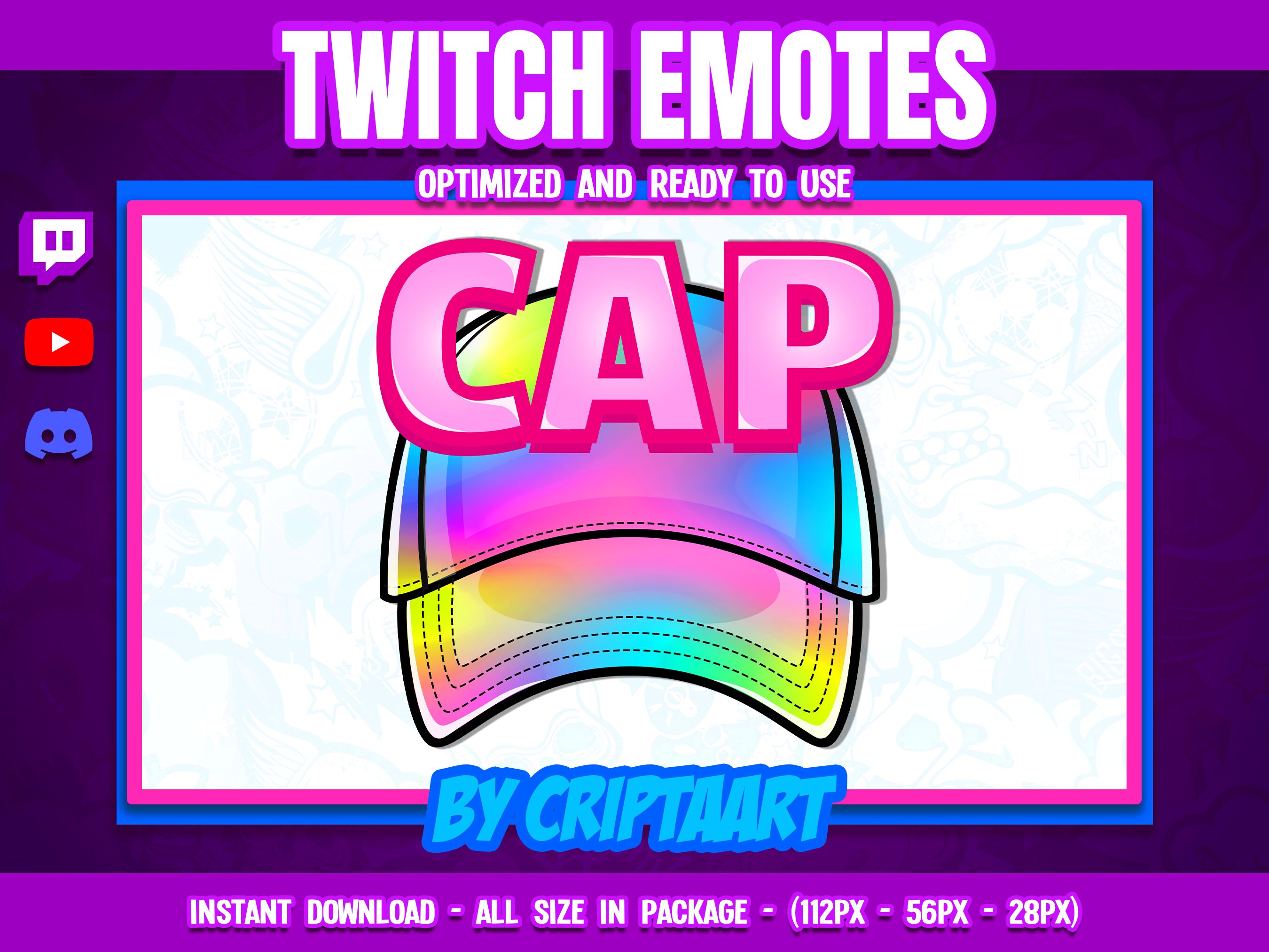 Cap Twitch Emote, Pink Emoji, Aesthetic, Hat, Channel Points / Stream ...