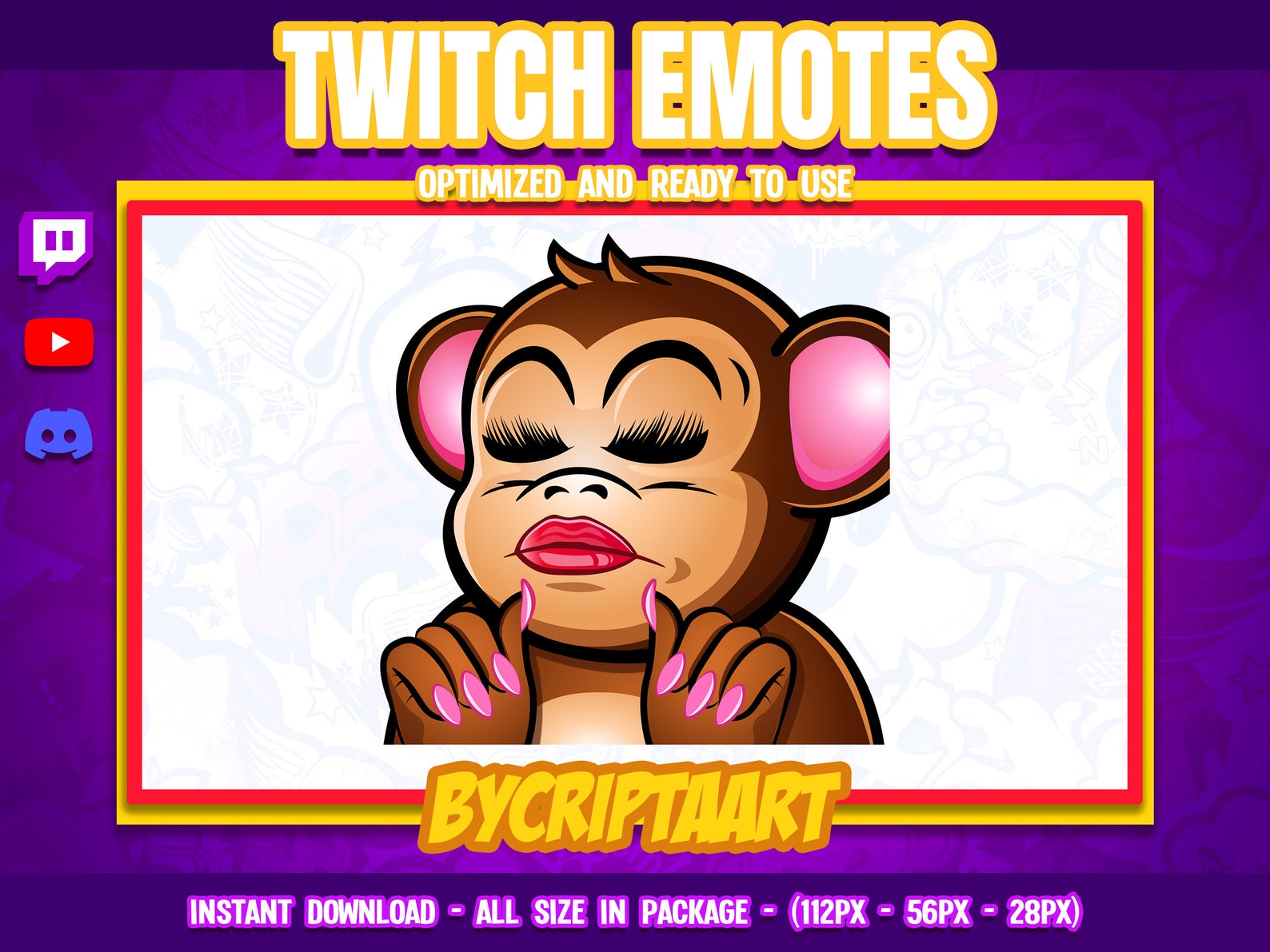Monkey Periodt Twitch Emote, Coquette Emoji, Channel Points Meme ...