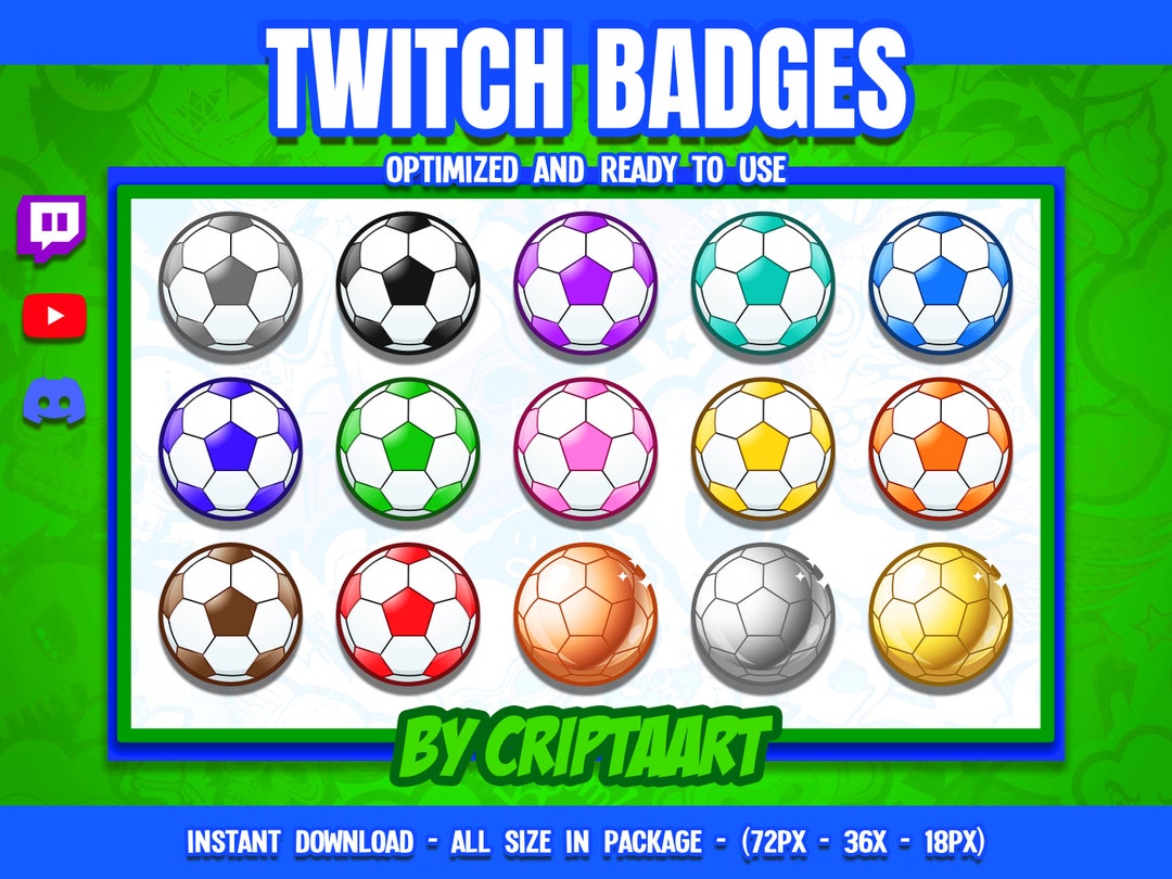 Soccer Ball Twitch Badges, Football Bit Badges, Cheers, Subscribers ...