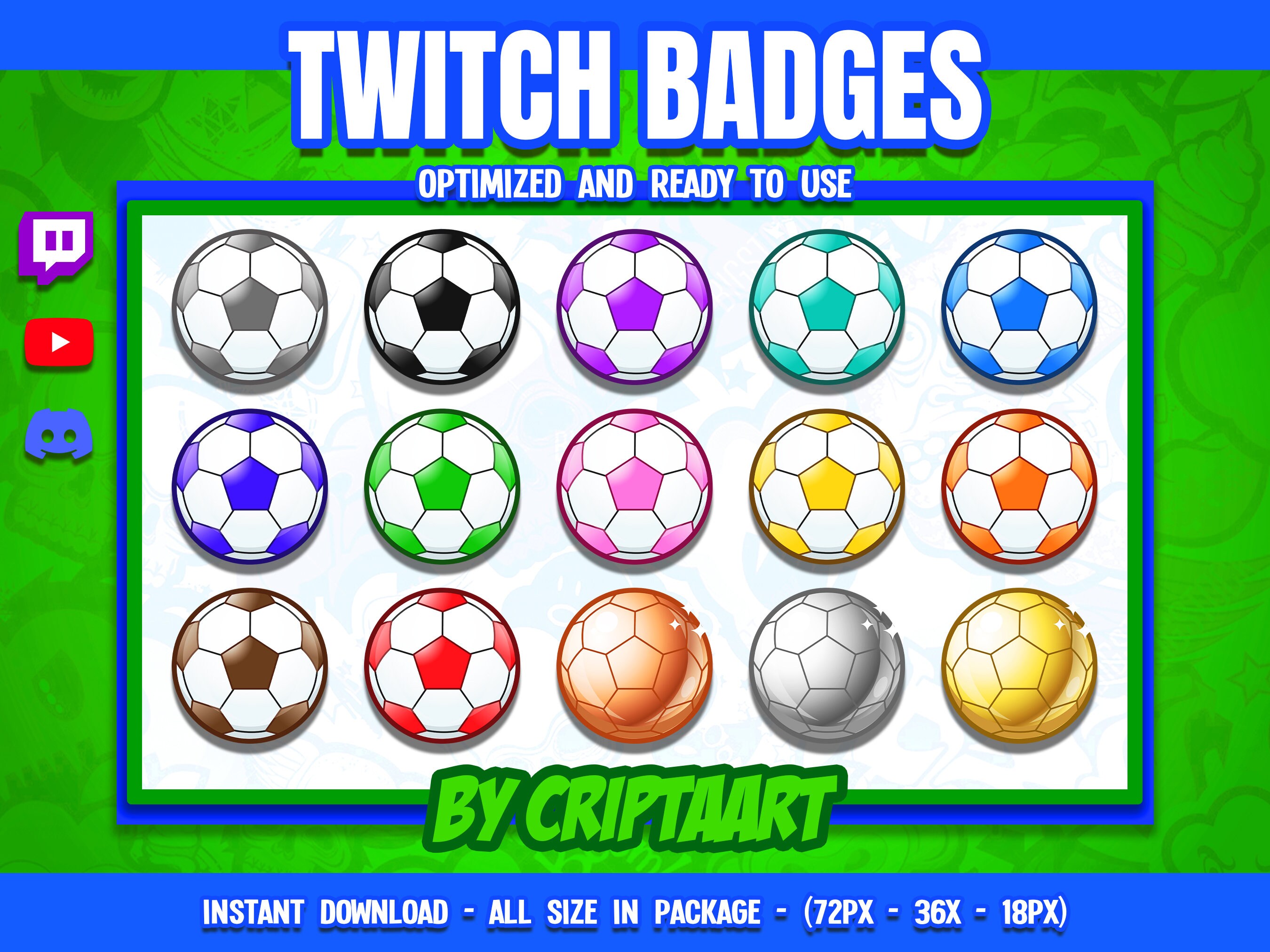 Soccer Ball Twitch Badges, Football Bit Badges, Cheers, Subscribers ...