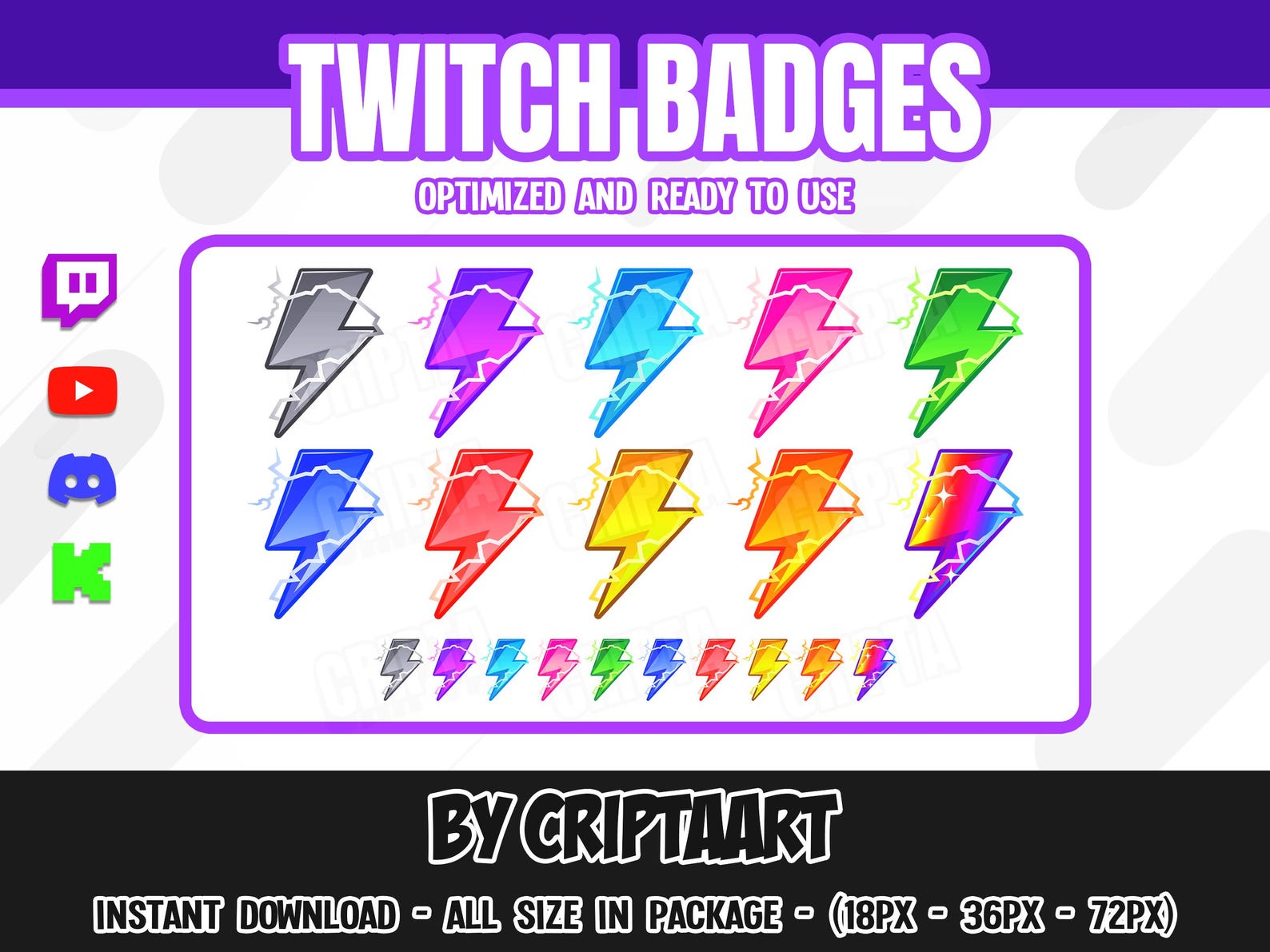 Thunder Twitch Badges, Lightning, Cheers, Subscribers, Stream Graphics ...