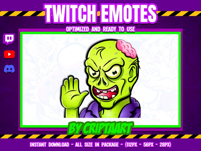 Zombie Wave Twitch Emote, Waving Emoji, On, Spooky Halloween, Item for ...