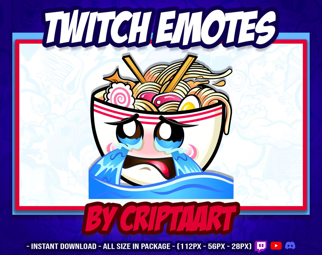 Twitch Emote Ramen sad Cry Emote Food Stream Cute - Etsy España