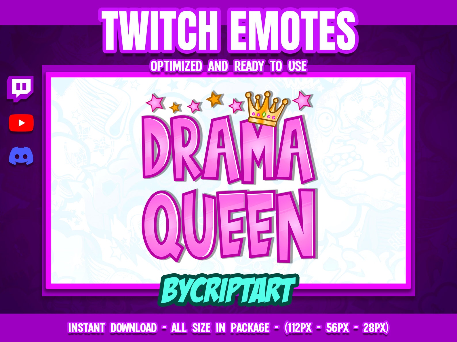 Twitch Emote / Drama Queen Emote / Crown / Text Emote - Etsy