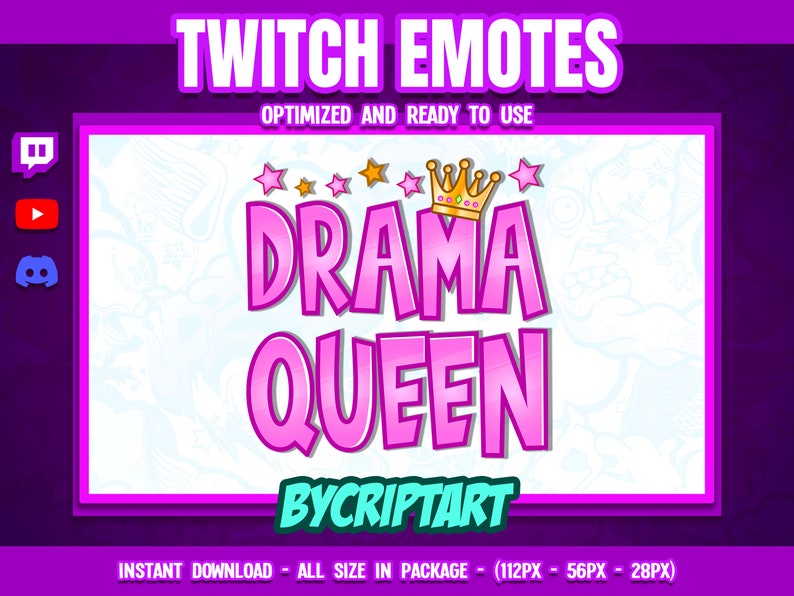 Twitch Emote / Drama Queen Emote / Crown / Text Emote - Etsy