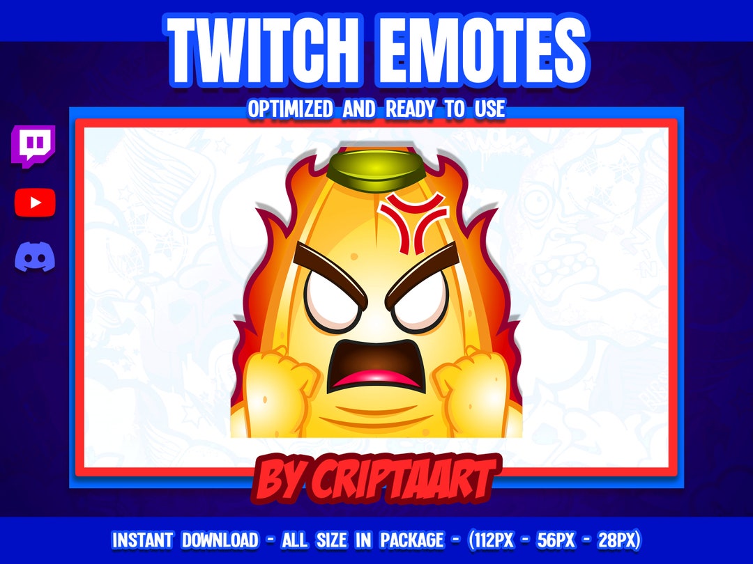 Rage Banana Emote, Cute Fruit Twitch Emote, Angry Sub Emoji Stream - Etsy
