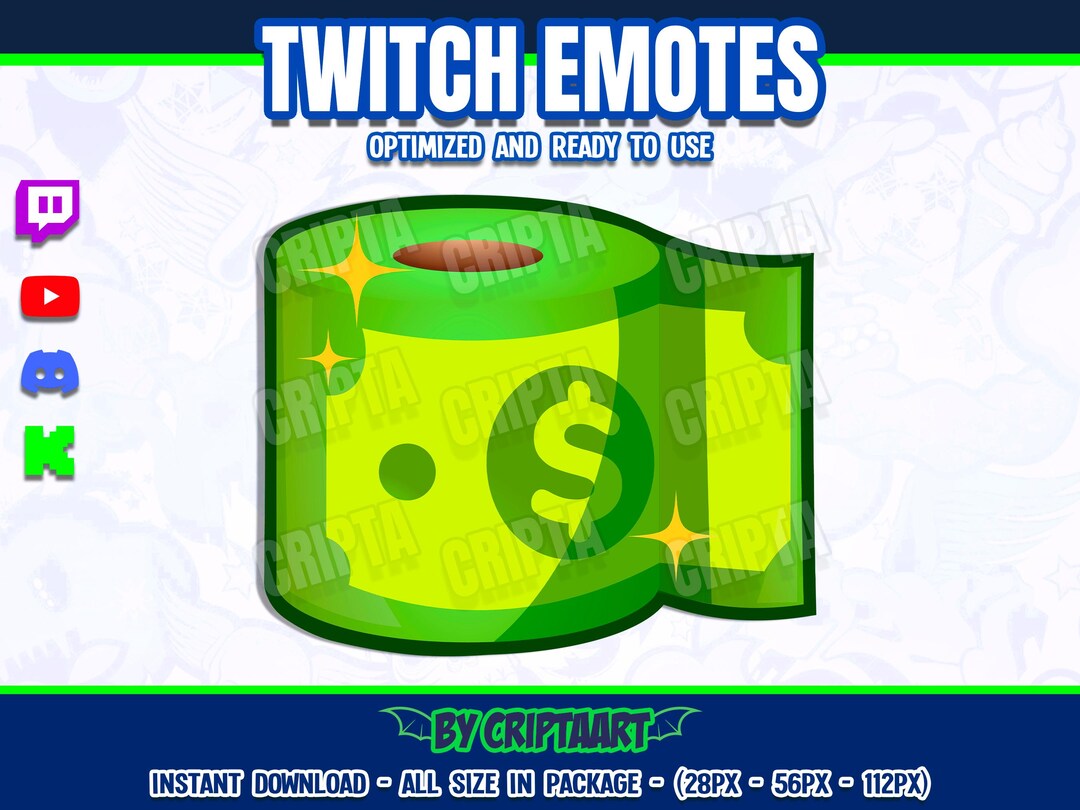 Dollar Money Toilet Twitch Emote, Rich, Channel Points / Streamer ...