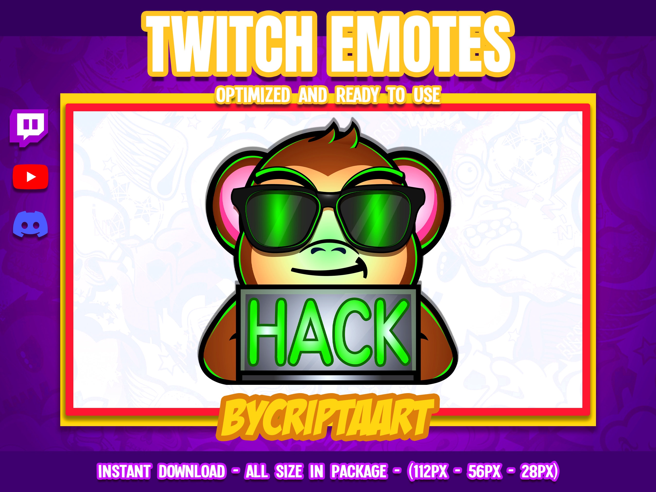 Hacker Monkey Twitch Emote, Computer, Channel Points / Stream Graphics ...