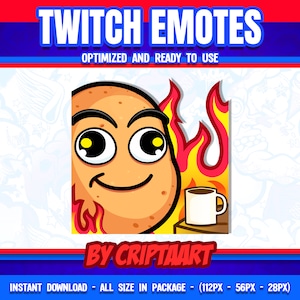 Potato This is Fine Twitch Emote, Cute Spud Emoji, Fire Meme, Icons for ...