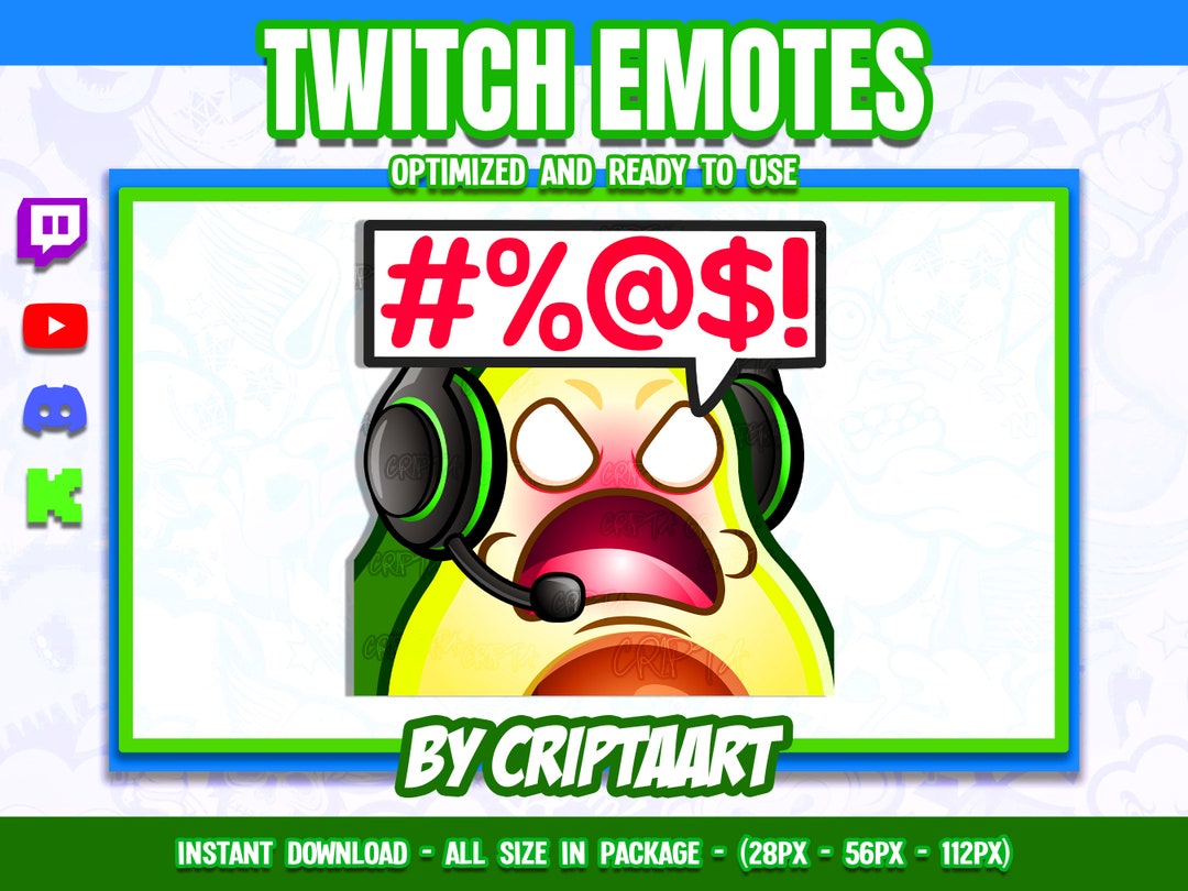 Twitch Emote, Avocado, Swear, Censored Text Emoji, Channel Points Rage ...