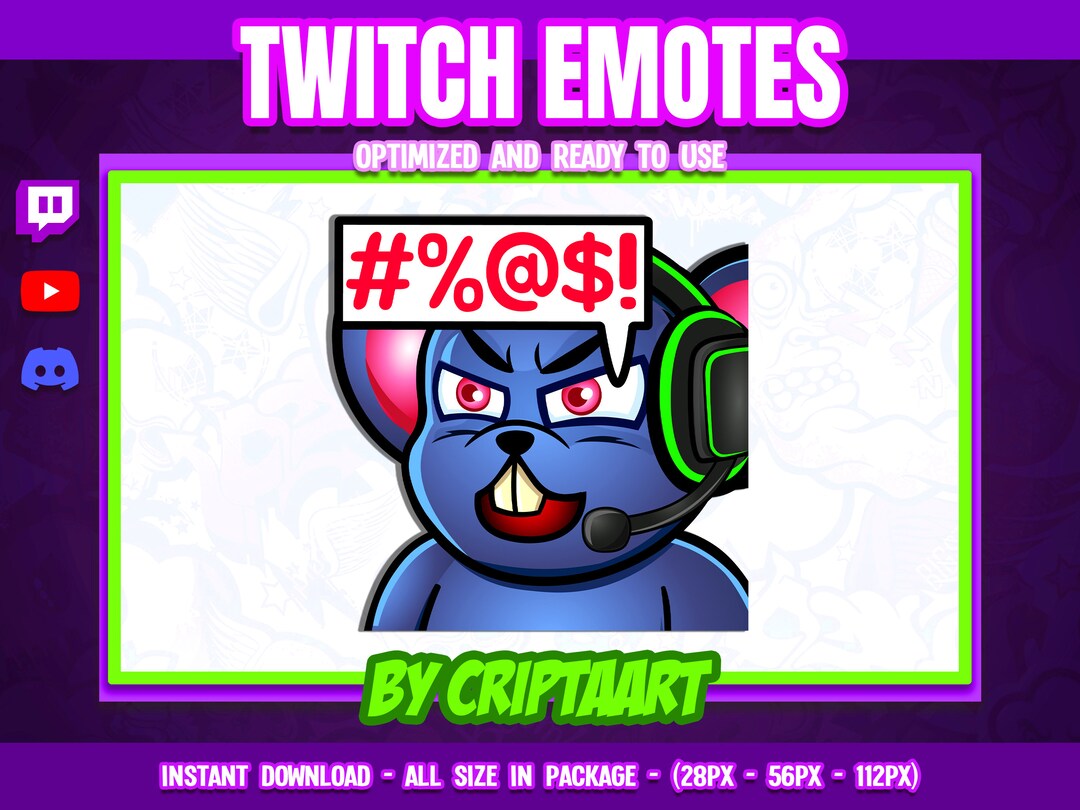 Mouse Swear Twitch Emote, Angry Rat Emoji, Gaming Channel Points ...