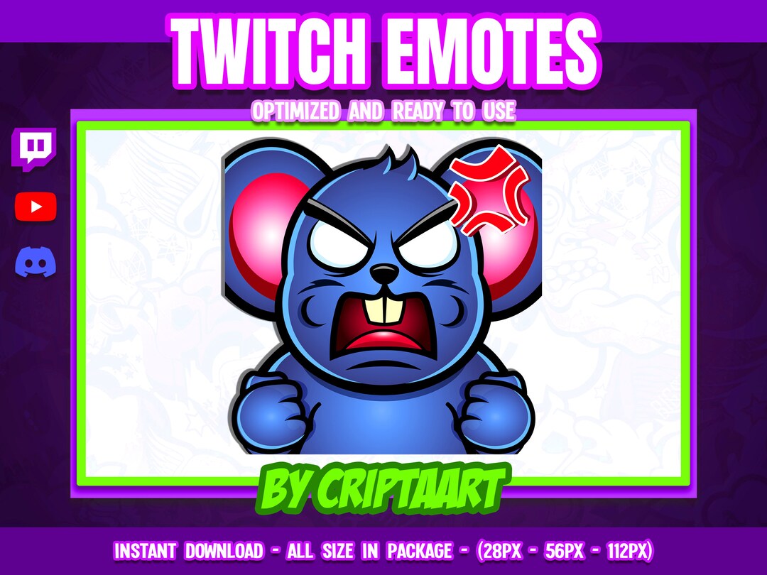Angry Chibi Mouse Emote, Rage Kawaii Sticker, Twitch Discord Kick ...