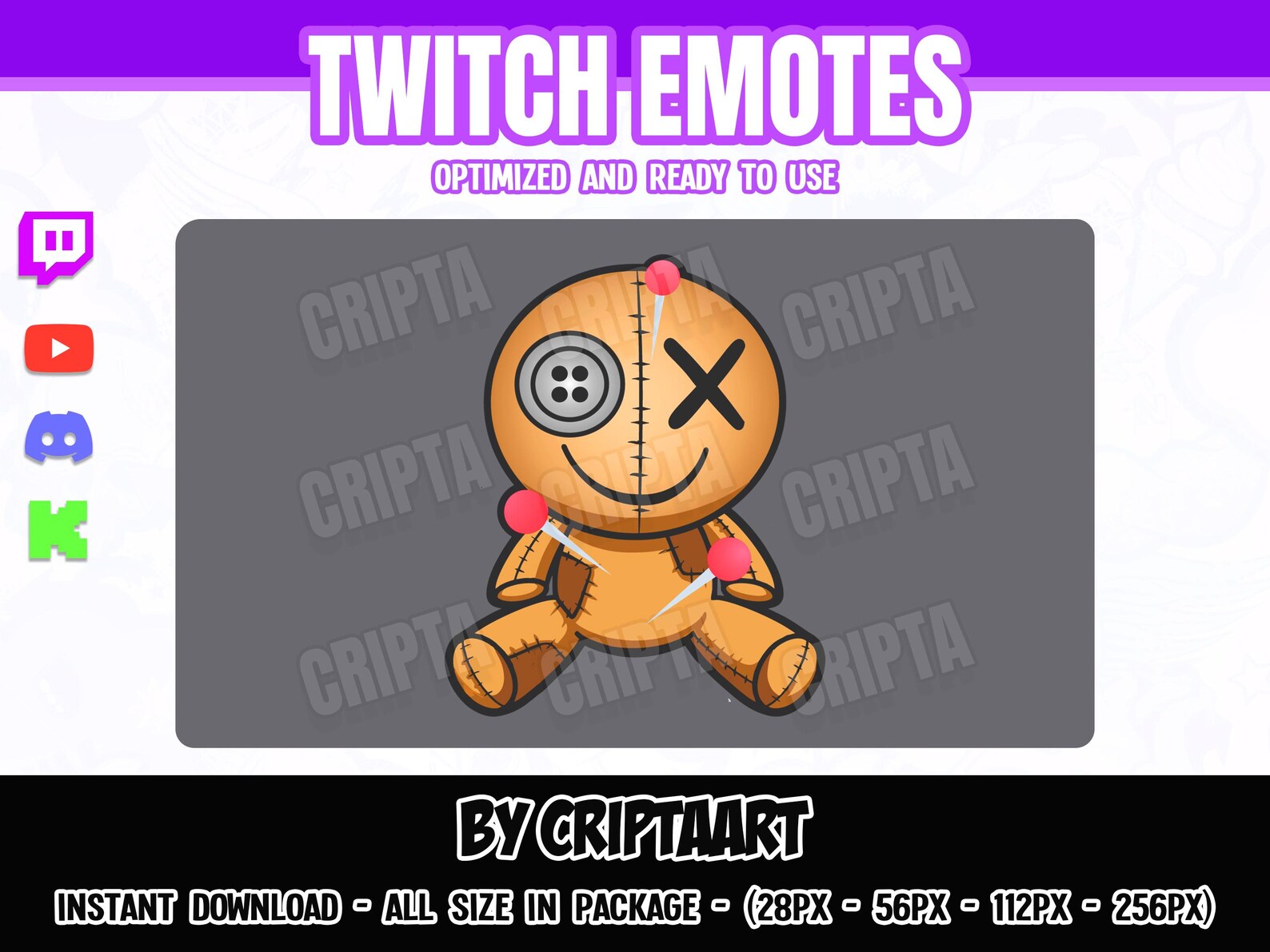 Twitch Emote, Voodoo Doll, Witchy, Paranormal, Horror Channel Points ...