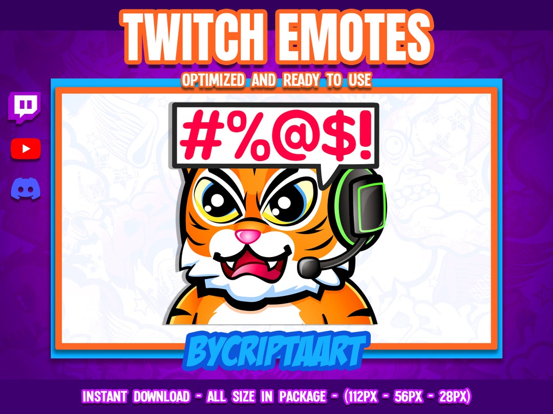 Tiger Rage Twitch Emote, Swearing, Channel Points Video Games / Stream ...