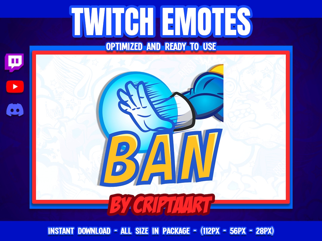 Ban Twitch Emote, Mod Emoji, Bicep Flex, Ban Hammer, Funny Channel ...
