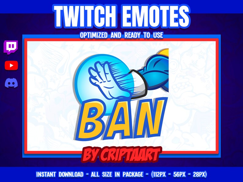 Ban Twitch Emote, Mod Emoji, Bicep Flex, Ban Hammer, Icon for Stream ...