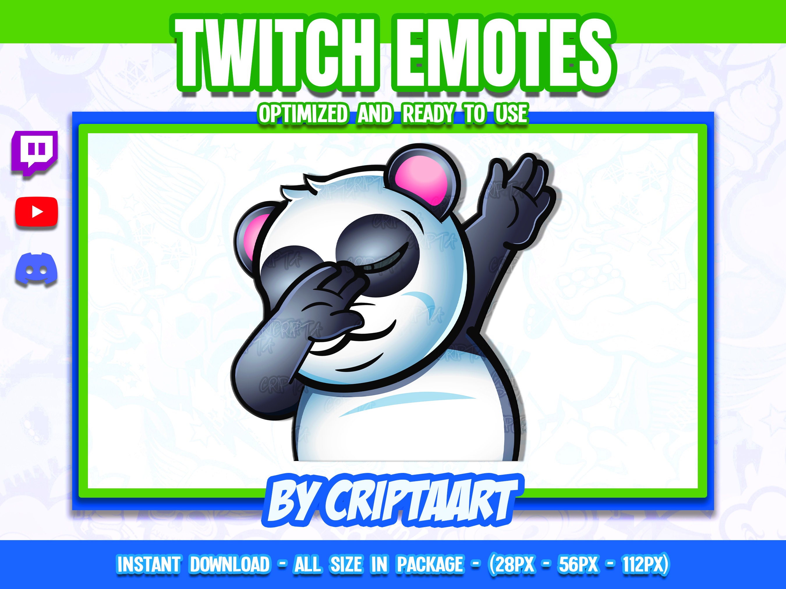Panda Dab Twitch Emote, Cute Bear Dabing Emoji, Kawaii Animal, Icon for ...