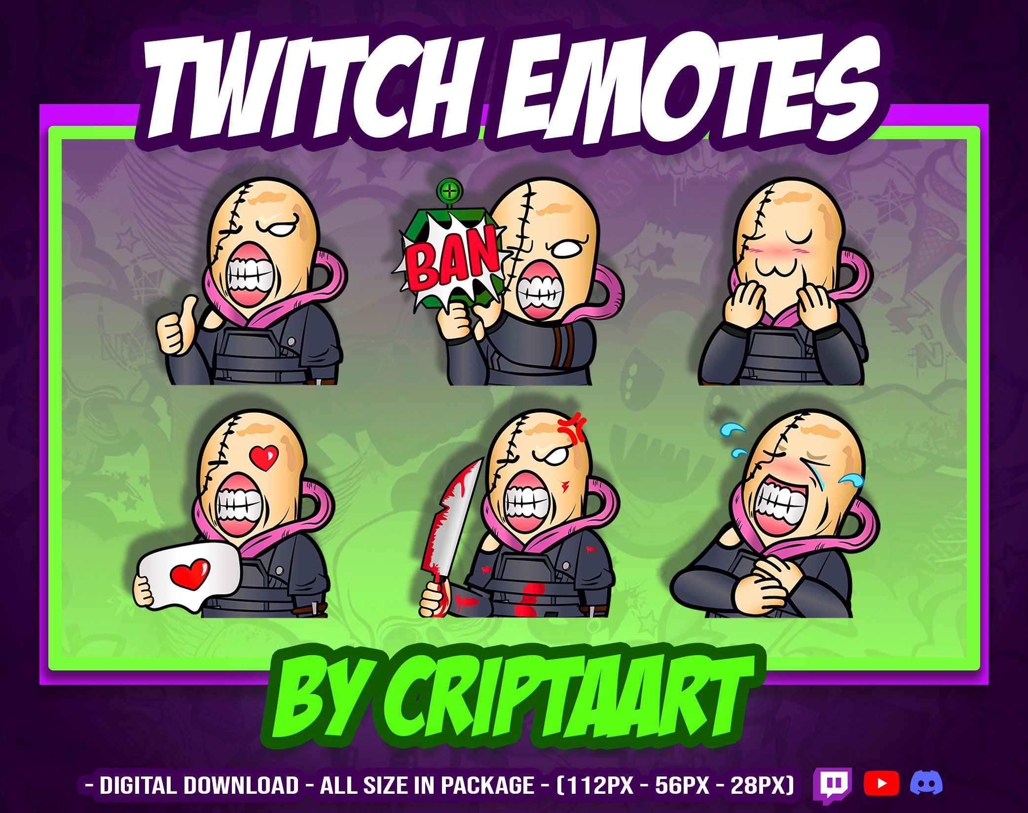 Big Zombie Twitch Emote, Final Boss, Monster Emoji Bundle, Horror ...