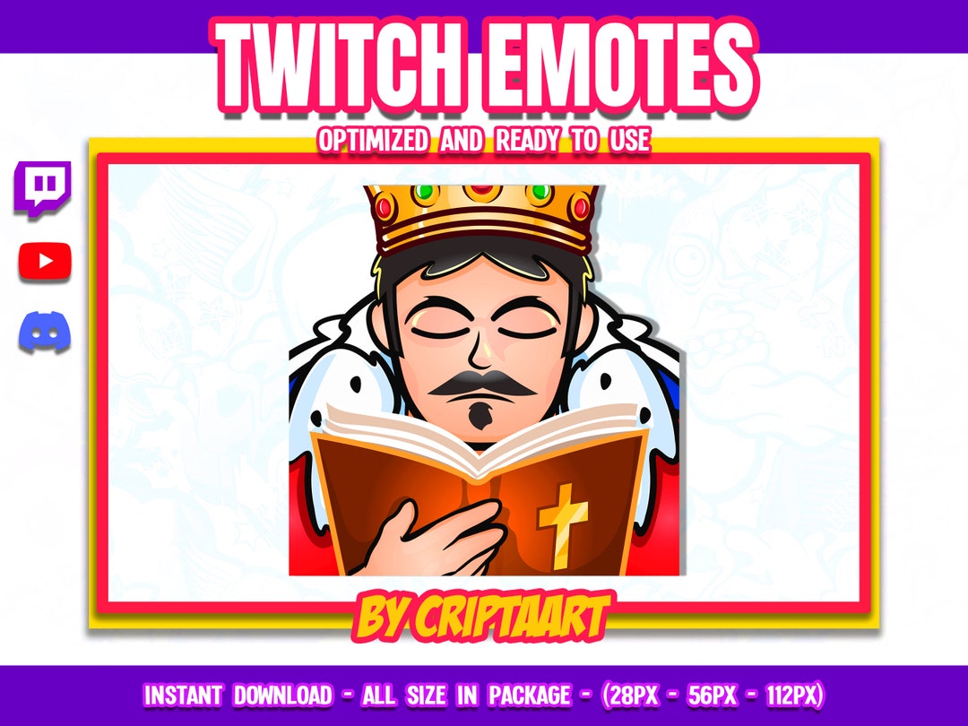 King Reading Bible Twitch Emote for Streamers, Medieval History Icon ...