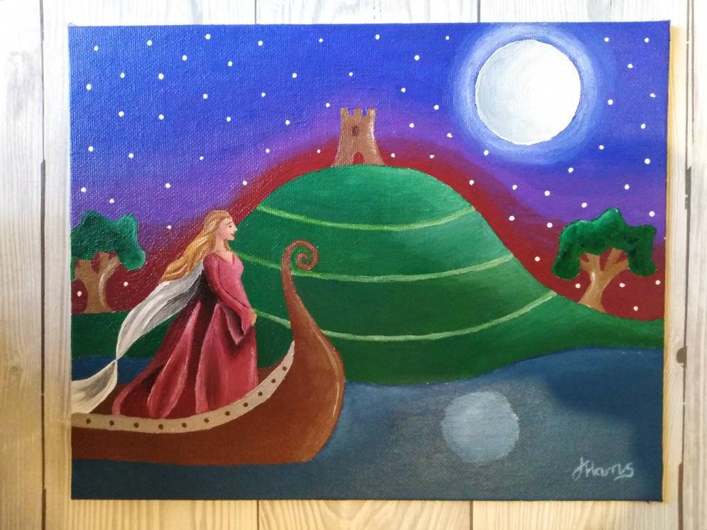 Morgan Le Fay Oil Painting, Priestess Painting, Lady of the Lake, Pagan ...