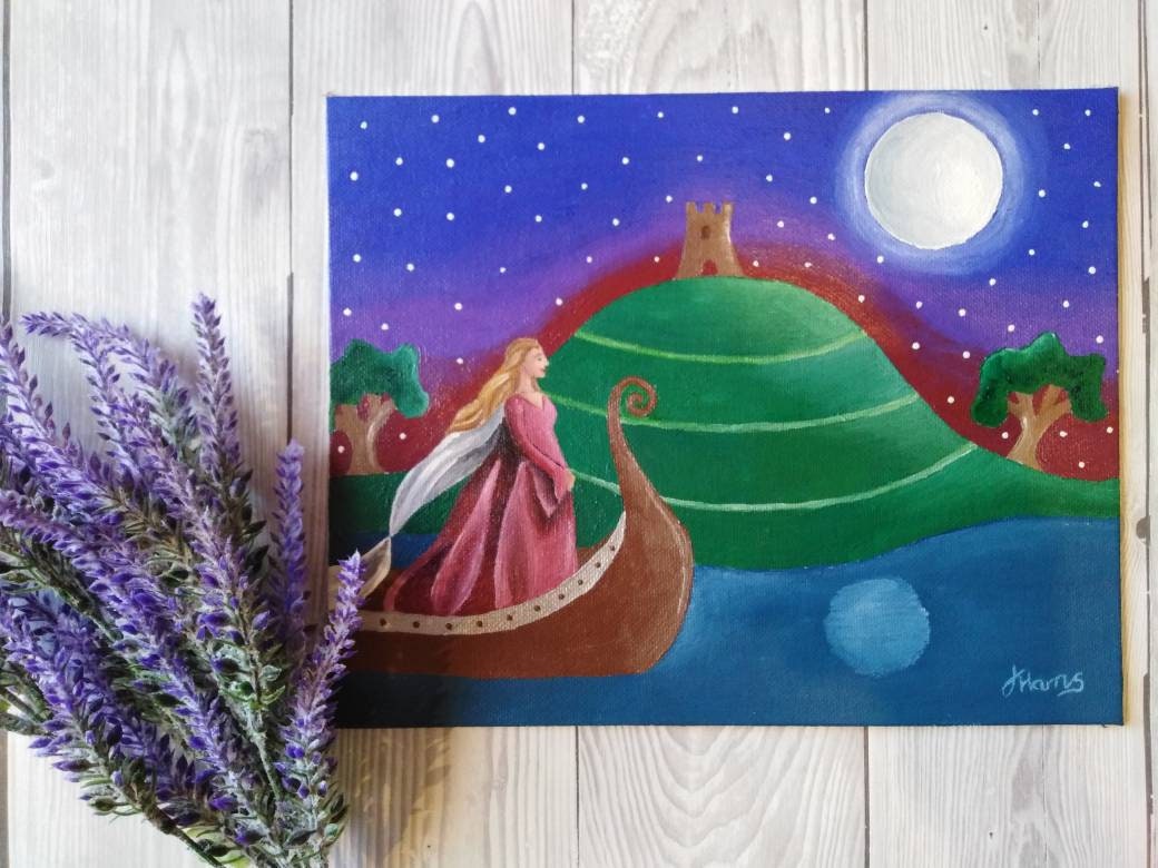 Morgan Le Fay Oil Painting, Priestess Painting, Lady of the Lake, Pagan ...