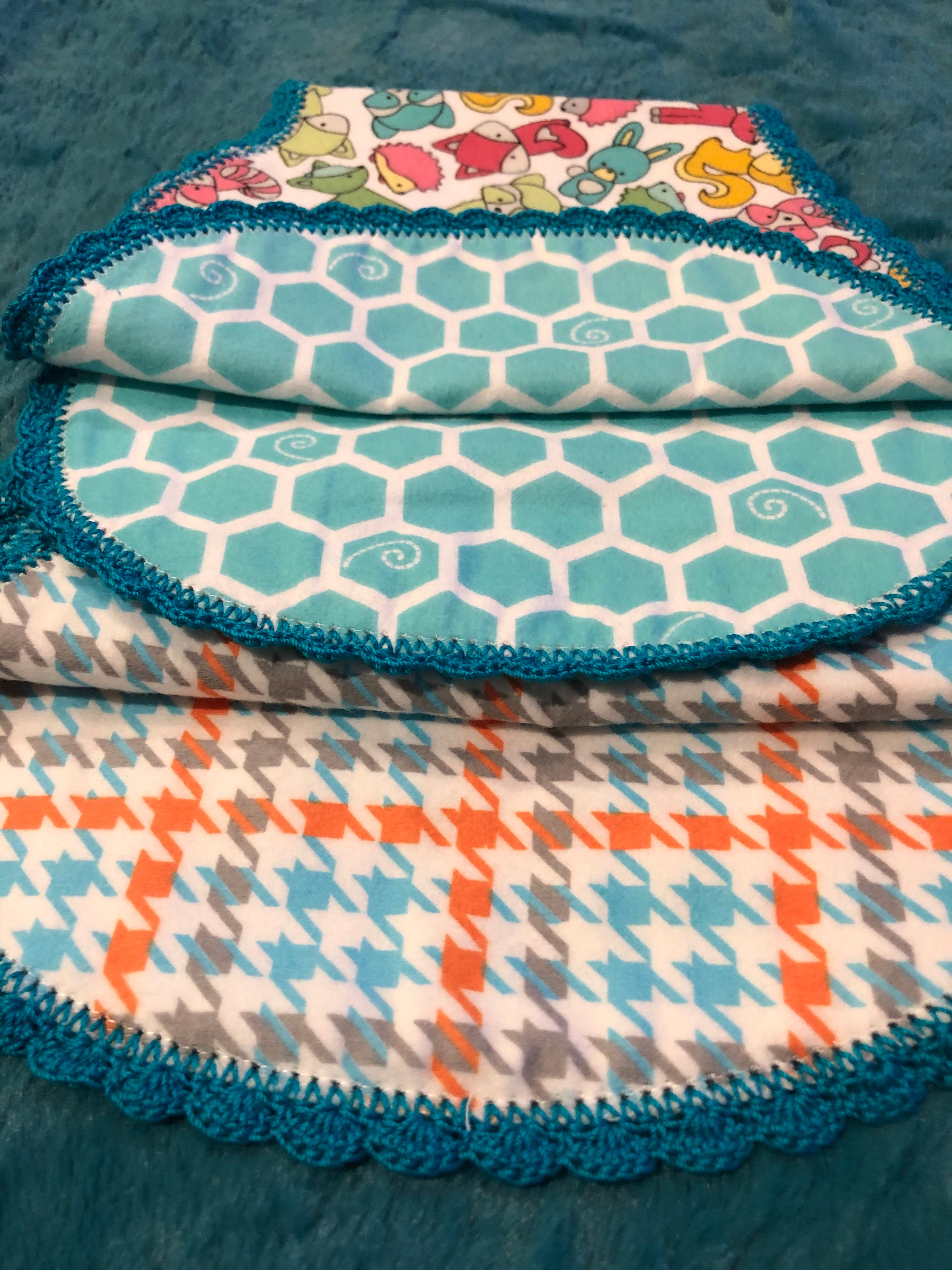 2 Handmade Crocheted Edge Burp Cloths - Etsy